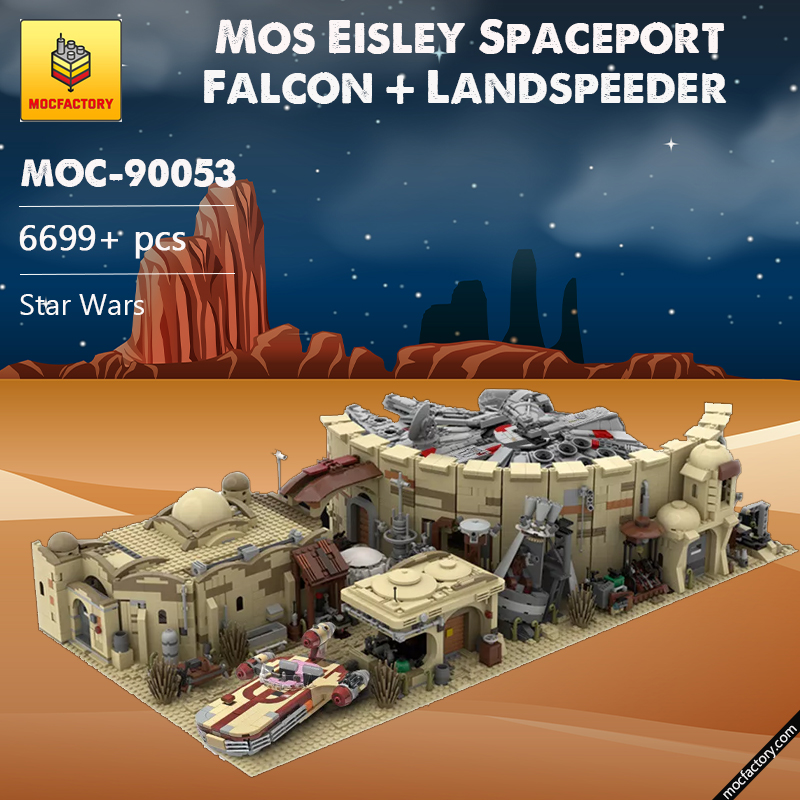 MOC-90053 Mos Eisley Spaceport + Falcon + Landspeeder Star Wars MOC ...