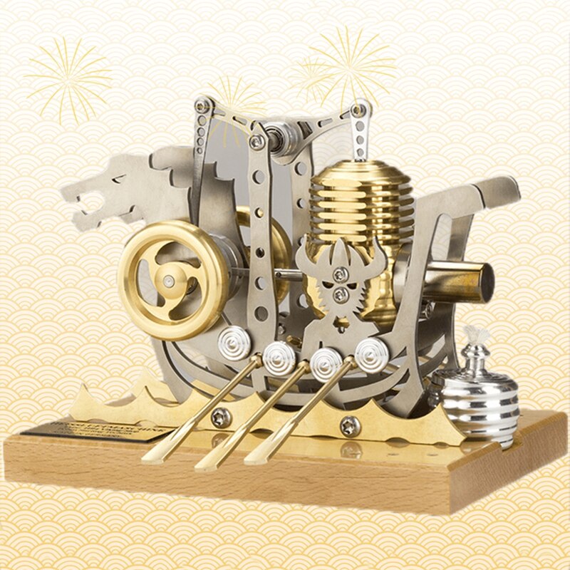 Stirling Engine DIY Metal Assembly Pirate Ship Model Movable Precision ...